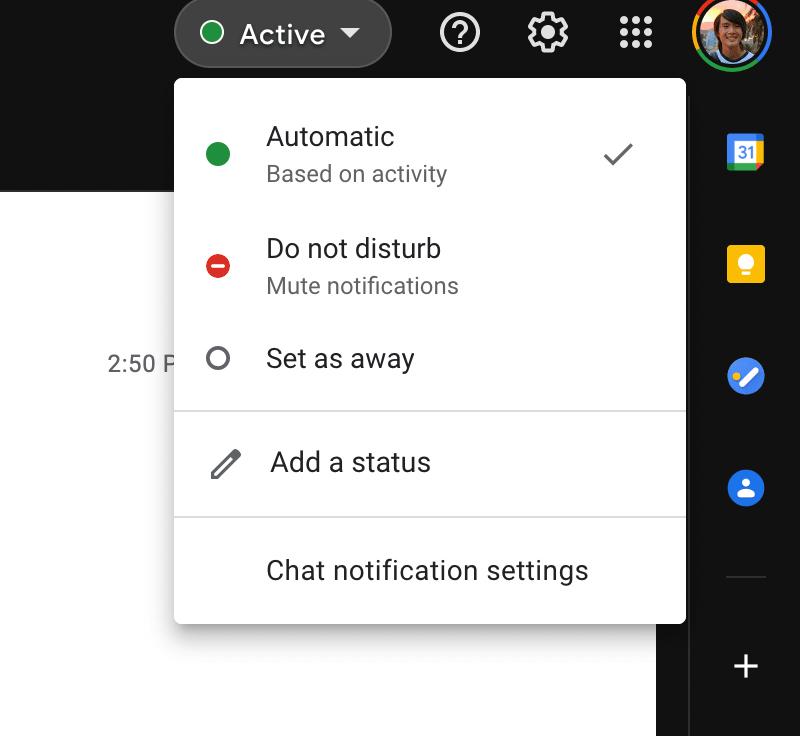 Create your own activity status in Gmail & Chat - GEO-MENTOR