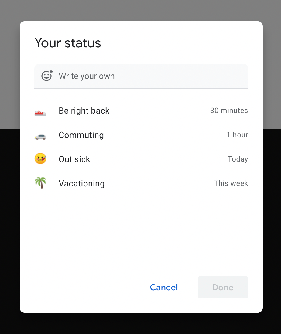 Create your own activity status in Gmail & Chat - GEO-MENTOR
